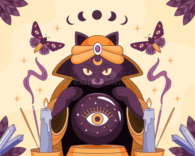 Magic and Witchcraft Composition in Hand Drawn Style Stock Illustration ...