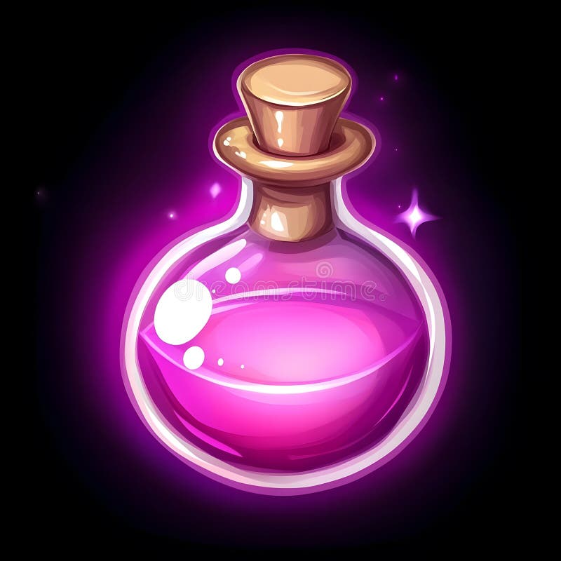 Potion Cartoon Bottle of Elixir. Magic Herbal Liquid Stock Illustration ...