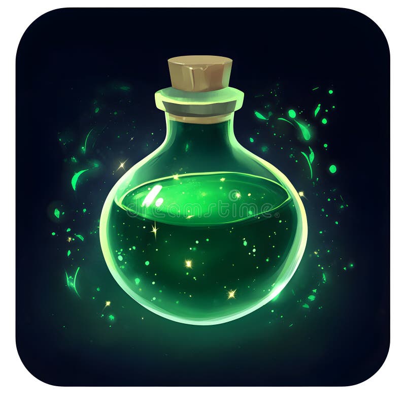 Potion Cartoon Bottle of Elixir. Magic Herbal Liquid Stock Illustration ...