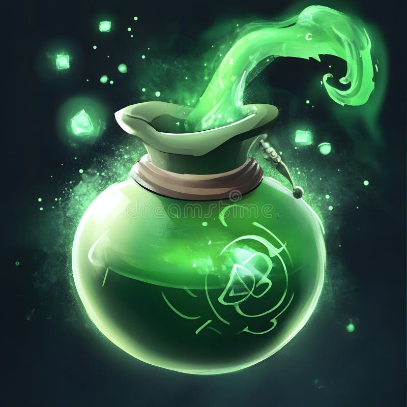 Potion Cartoon Bottle of Elixir. Magic Herbal Liquid Stock Illustration ...