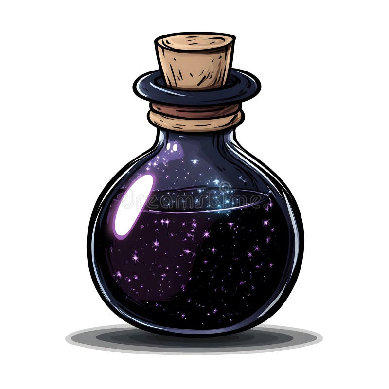 Potion Cartoon Bottle of Elixir. Magic Herbal Liquid Stock Illustration ...