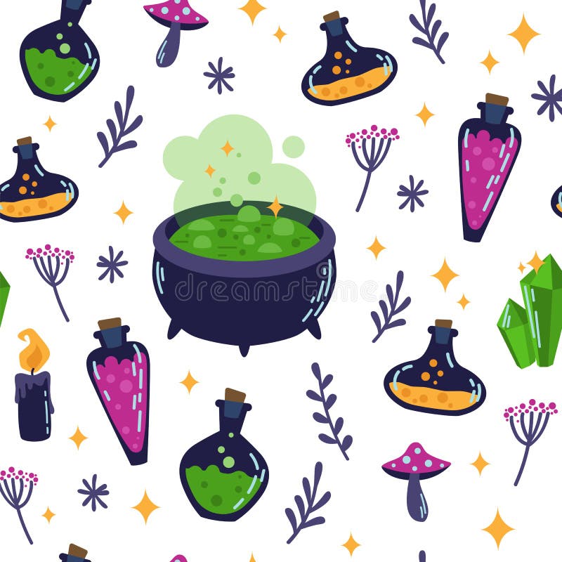 Magic Witchcraft Seamless Pattern Stock Vector - Illustration of ...