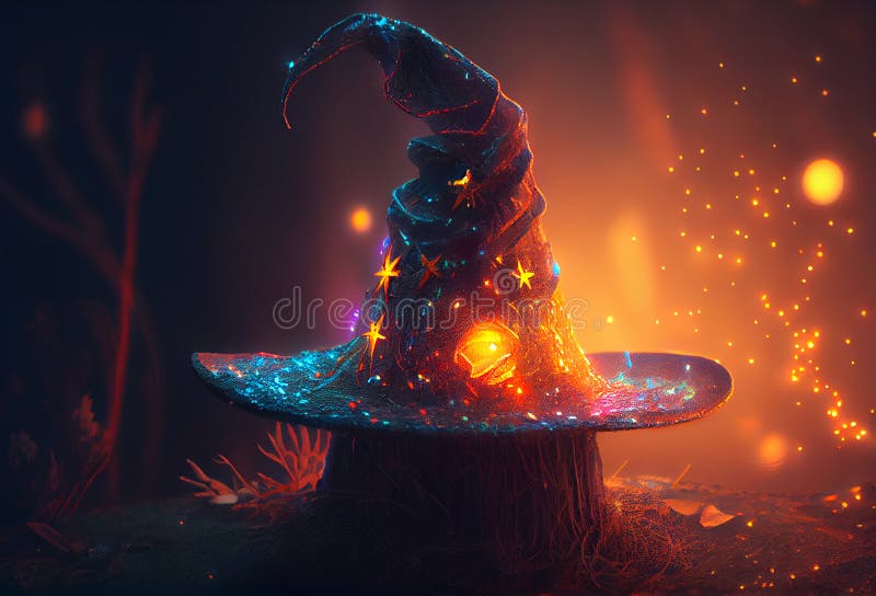 Magic Wizard Hat with Stars Stock Illustration - Illustration of ...