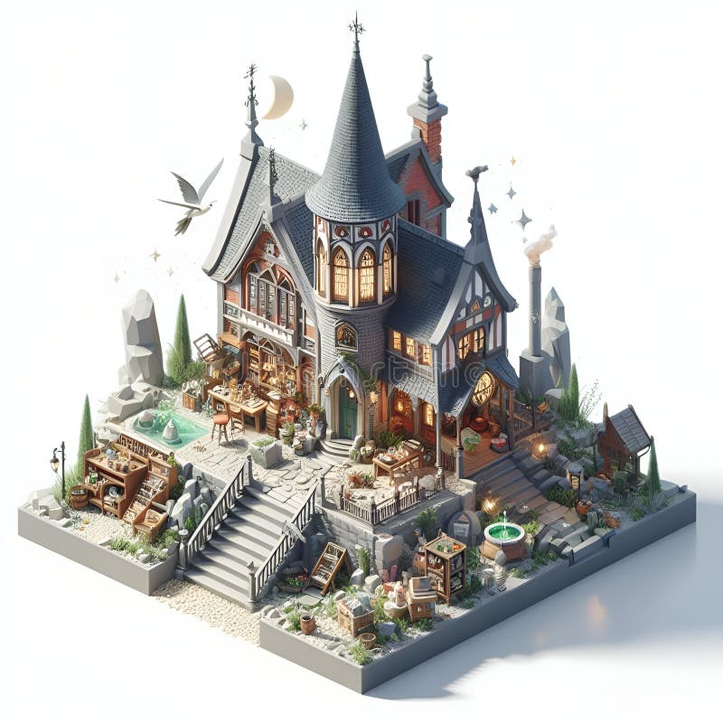 A Magic Wizards House, Vray Rendering, 3D Render, Monomer Buildimg ...