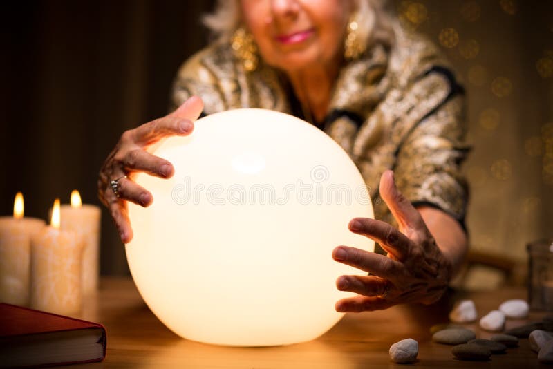 Magic Woman with Crystal Ball Stock Photo - Image of augur, seance ...