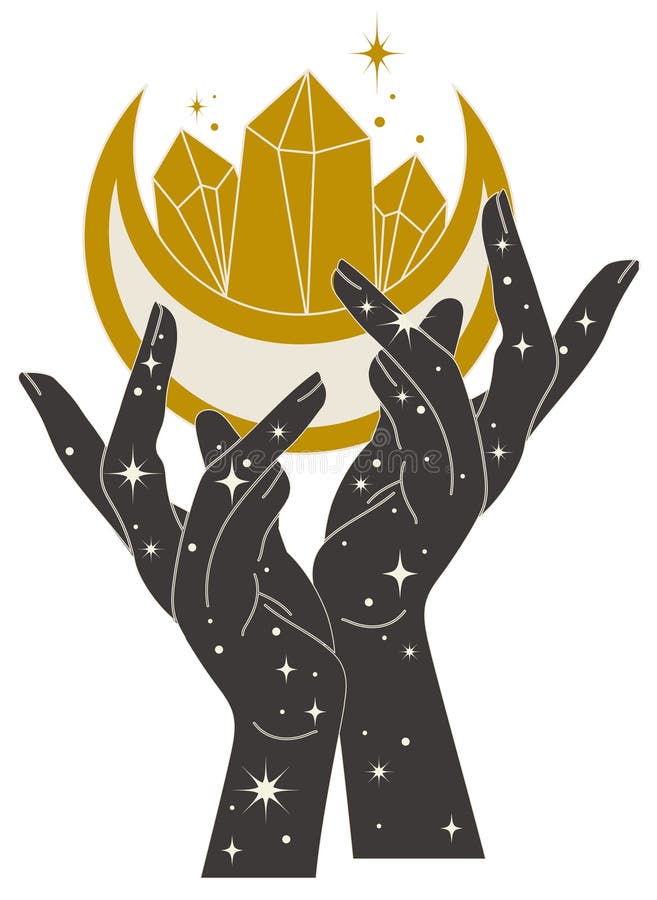 Magic Woman Vector Illustration Esoteric Symbol. Mysterious and Witchcraft Silhouette Design ...