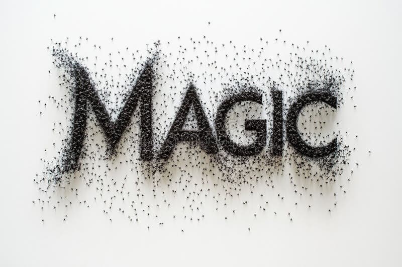 Magic Word Formed by a Swarm of Black Flies. Stock Illustration ...
