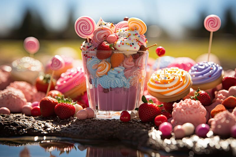 Magic World of Dance Sweets in Garden Enchanted., Generative IA Stock ...