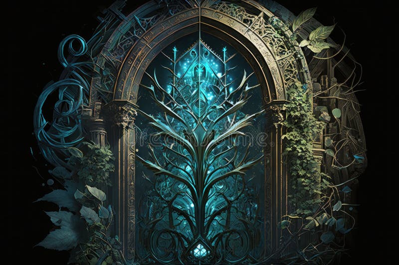 Magical Ancient Civilization on Black Background Generative AI Stock ...