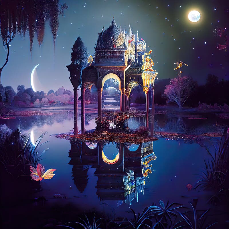 Magical Ancient Trippy Paradise - Ai Generated Stock Illustration ...