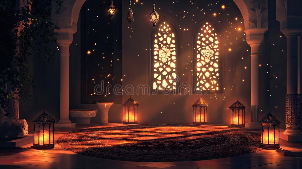 Magical Arabian Night Room Interior Stock Illustration - Illustration ...