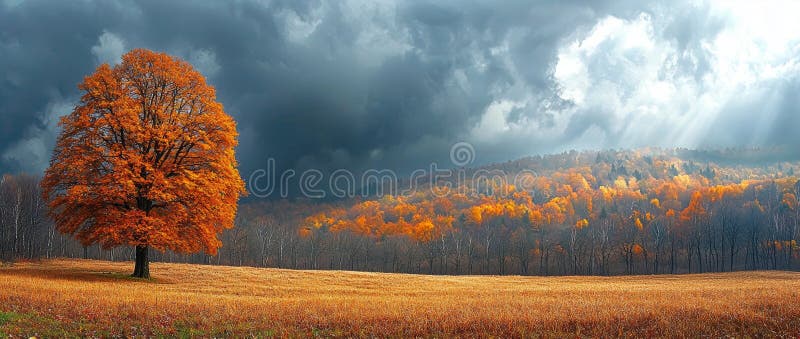 In a Magical Autumn Setting, the Prairie and Forest Stretch Endlessly ...