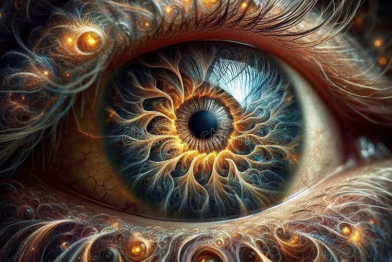 Magical and Beautiful Human Eye Close-up. Particles of Light on ...