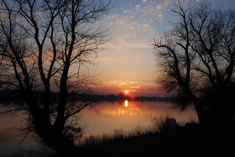 Magical, Beautiful Sunrise Over the River Stock Image - Image of peace ...