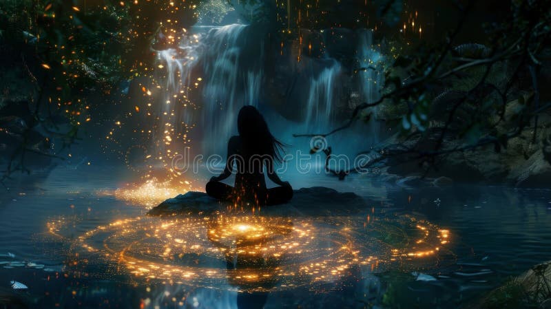 A Magical Being Sitting at the Edge of a Pool Their Delicate Hands ...