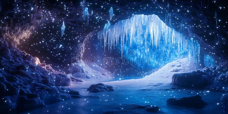 Magical Blue Cave Background Image Stock Illustration - Illustration of ...