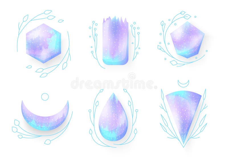 Magical Blue Crystals, Vector Set Stock Vector - Illustration of ...