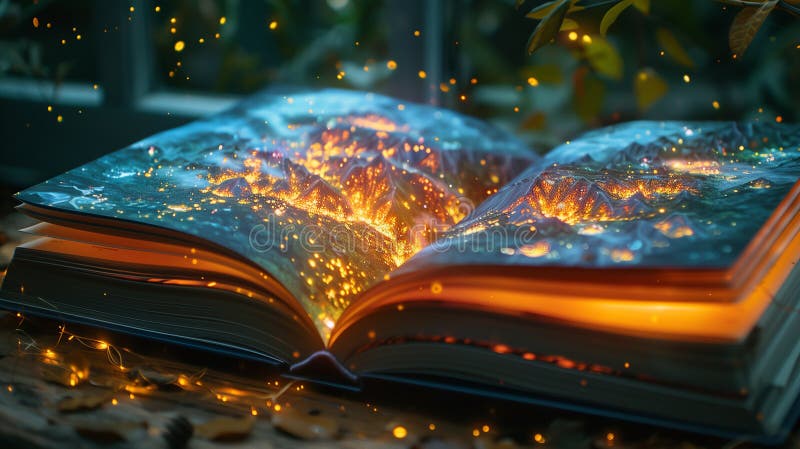 Magical Book with Colorful Pages Stock Illustration - Illustration of ...