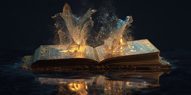 Magical Book Glowing Lights Fantasy Image Stock Image - Image of dark ...