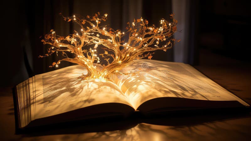 Magical book with light stock illustration. Illustration of delicate ...