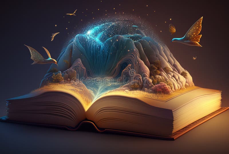 Magical Book. Surreal Mystical Fantasy Artwork Stock Illustration ...