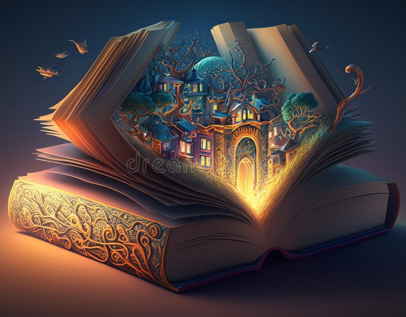 Magical Book. Surreal Mystical Fantasy Artwork Stock Illustration ...