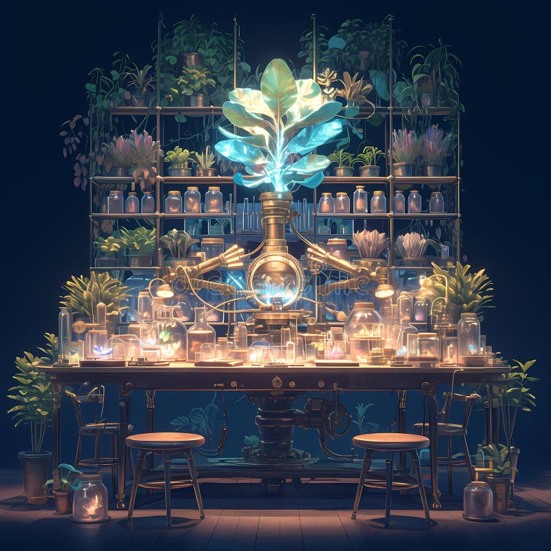 A Magical Botanical Laboratory Stock Illustration - Illustration of ...