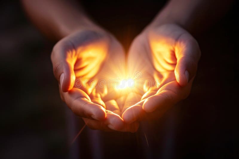 Magical Bright Light in the Hands Stock Photo - Image of faith ...