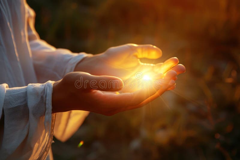 Magical Bright Light in the Hands Stock Photo - Image of dark ...
