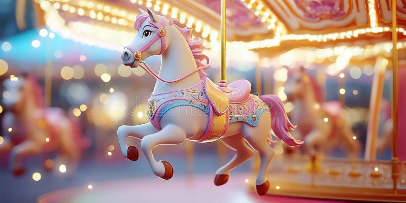 Magical Carousel Horse Whimsical Fairytale Image Stock Illustration ...