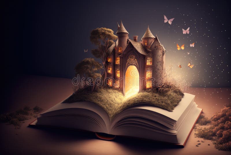 A Magical Castle Created on the Pages of a Fairy Tale Book Stock Photo ...