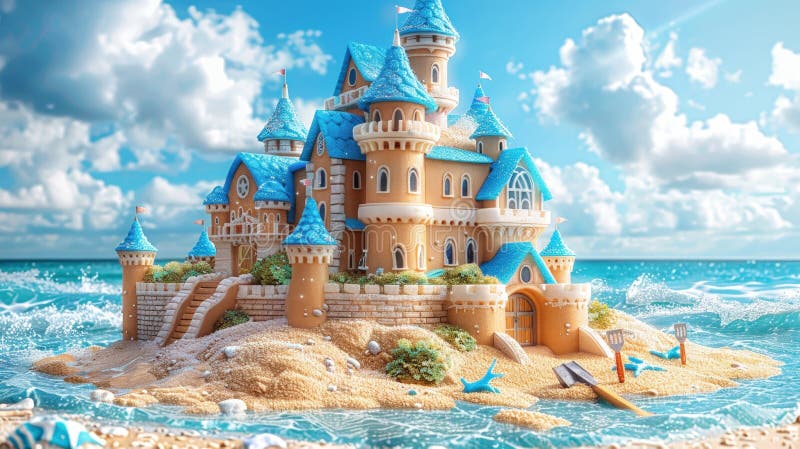A Magical Castle Sits on a Small Island in the Middle of the Ocean ...