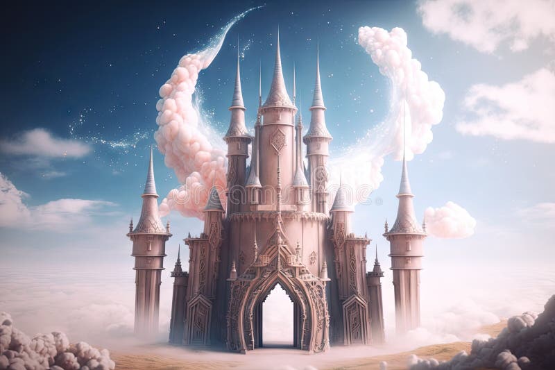 Magical castle in the sky stock illustration. Illustration of castle ...