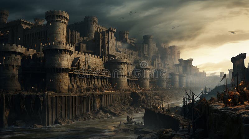 Magical Castle at Top of Mountain with Paths in Front Generative AI ...