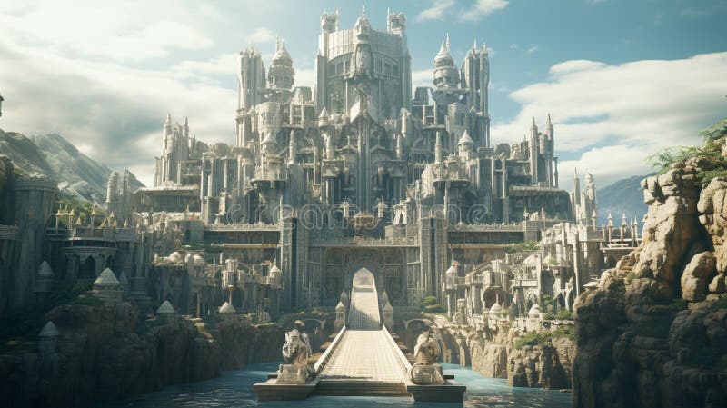 Magical Castle at Top of Mountain with Paths in Front Generative AI ...