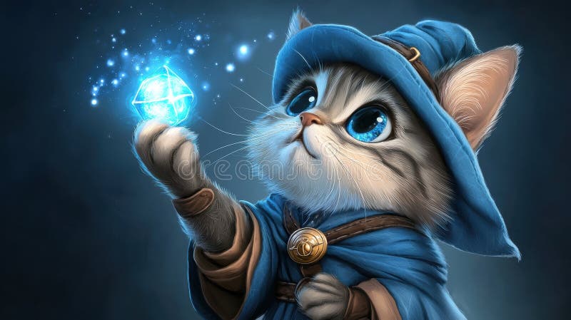 A Magical Cat Wizard stock illustration. Illustration of drawing ...