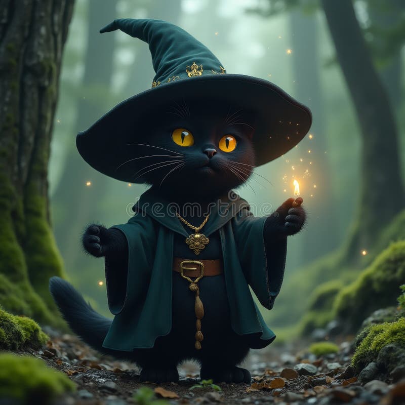 Magical Cat Wizard Generative AI Stock Illustration - Illustration of ...