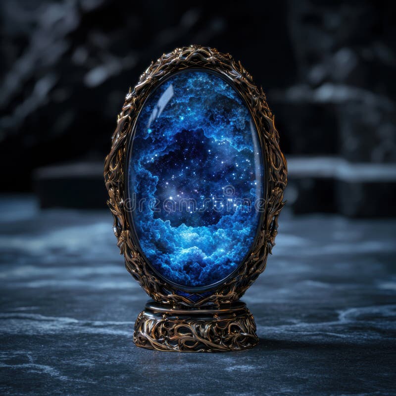 Magical Celestial Orb in Ornate Frame Stock Illustration - Illustration ...