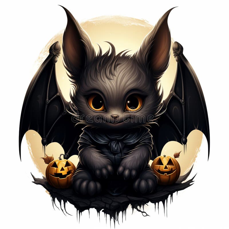 Magical Chibi Bat with a Wicked Smile Isolated Ready for Halloween ...