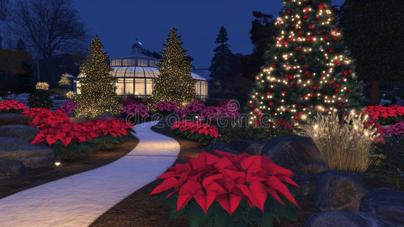 The Magical Christmas Pathway is an Illuminated Winter Wonderland Stock ...