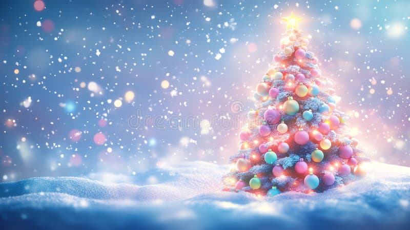 Magical Christmas Tree in a Snowy Wonderland Stock Photo - Image of ...
