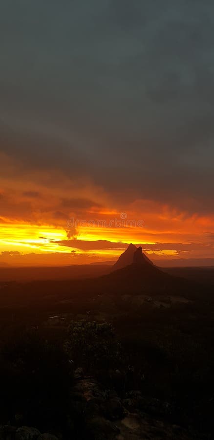 Magical Colors of Sunset at the Top of Mountain Stock Photo - Image of ...
