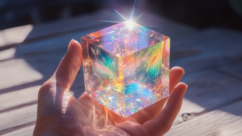 A Tesseract Made of a Transparent Iridescent Alien Crystal Material ...