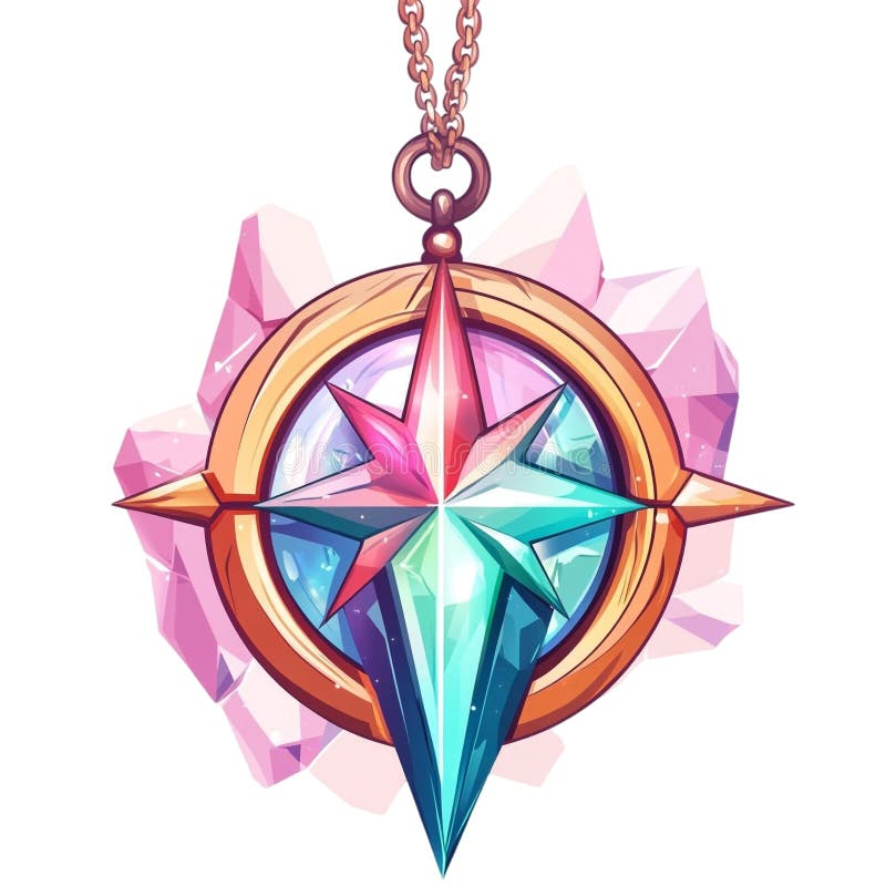 Magical Crystal Compass Necklace Sparkling Brightly a Mystical Amulet ...