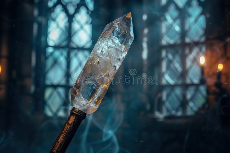 Magical Crystal Quartz Shard in Snowy Forest Stock Illustration ...