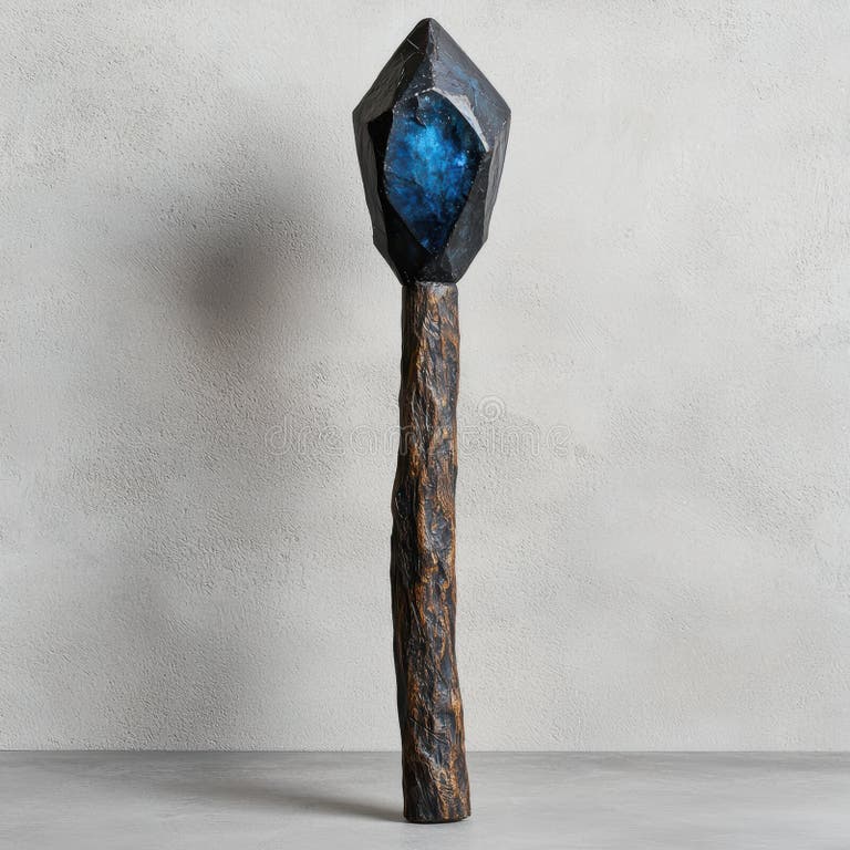 A Magical Crystal Staff with a Blue Glowing Gem. Stock Illustration ...