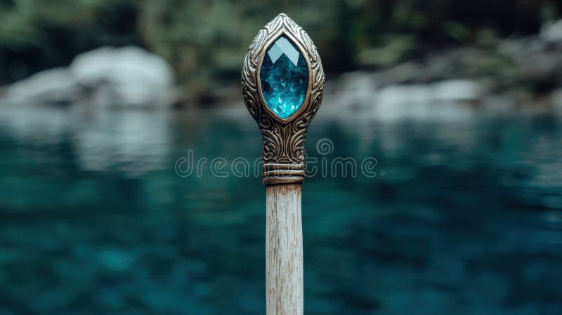 Magical Crystal Sword in Mystical Forest Stock Illustration ...