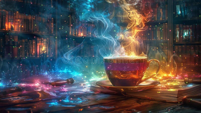 Magical Cup of Tea with Colorful Smoke and Sparkles - Generative Ai ...