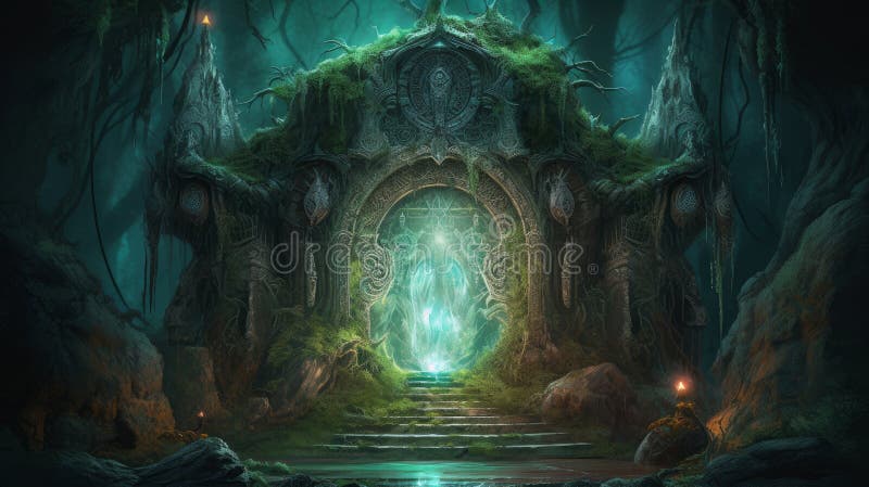 A Magical Dark Door Visual Art Generative AI Stock Illustration ...