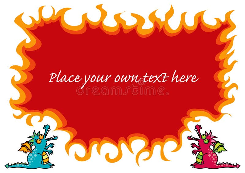 Magical dragons and flames stock vector. Illustration of background ...